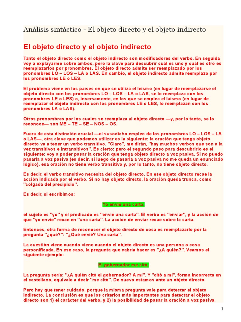Objetos Directos e Indirectos | PDF | Objeto (gramática) | Verbo