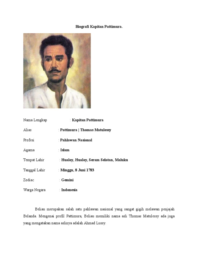 Biografi Kapitan Pattimura | PDF