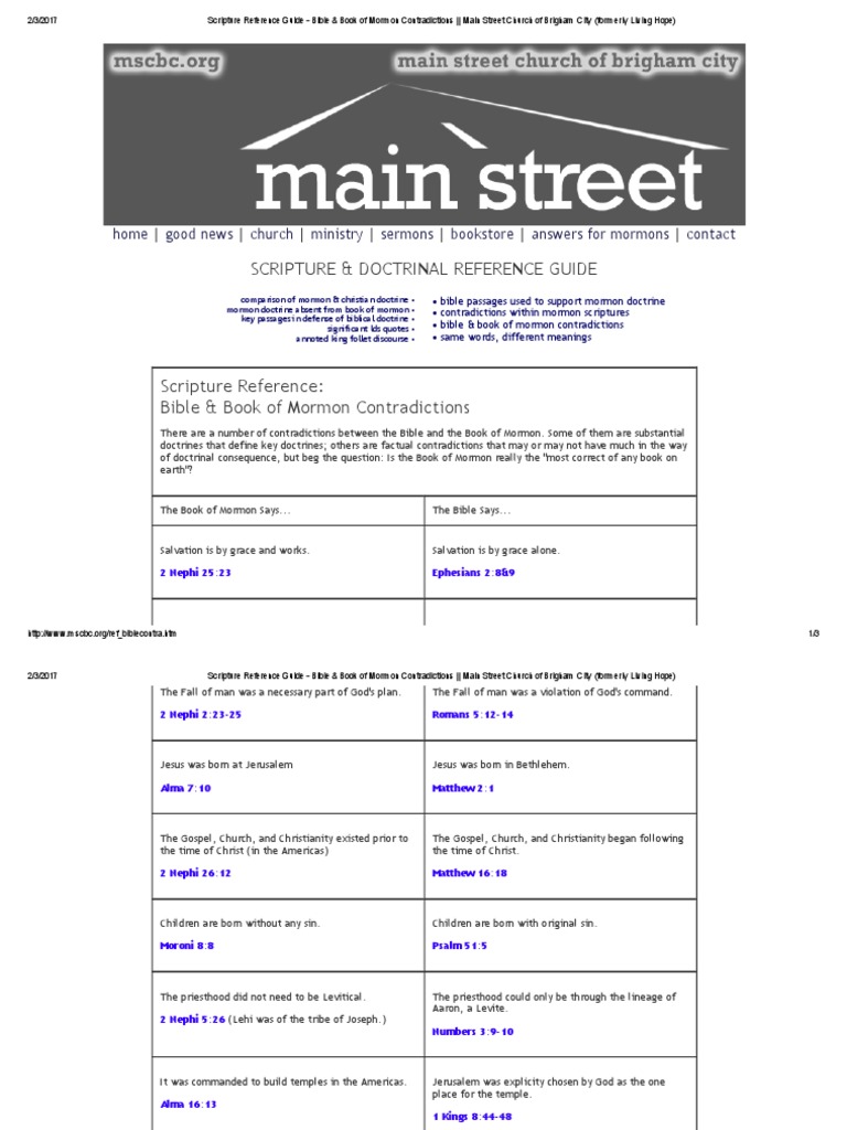 Scripture Reference Guide - Bible & Book of Mormon Contradictions ...