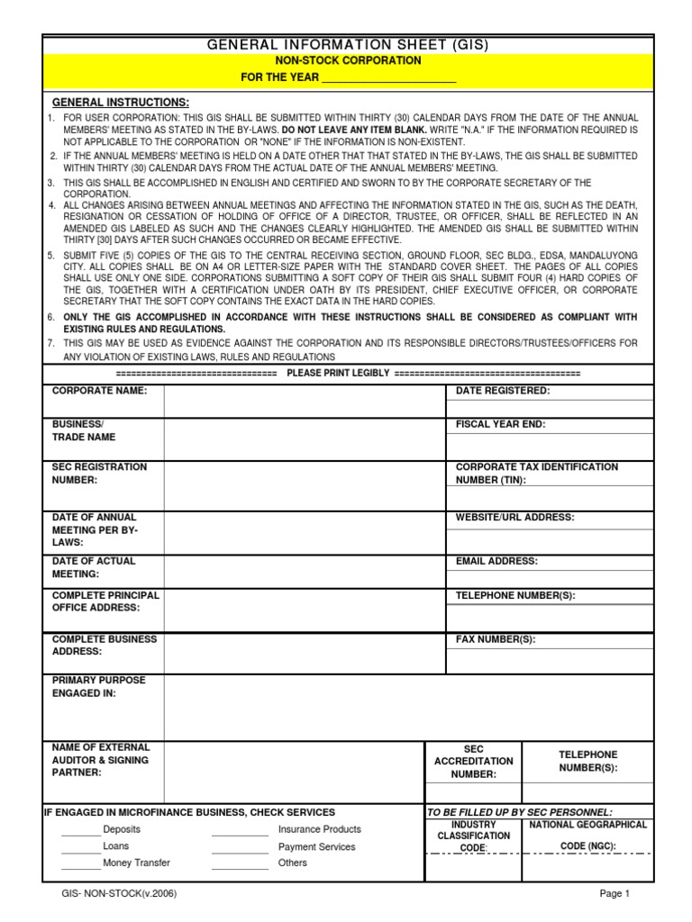 Sec Gis Form 2023 Download - Printable Forms Free Online