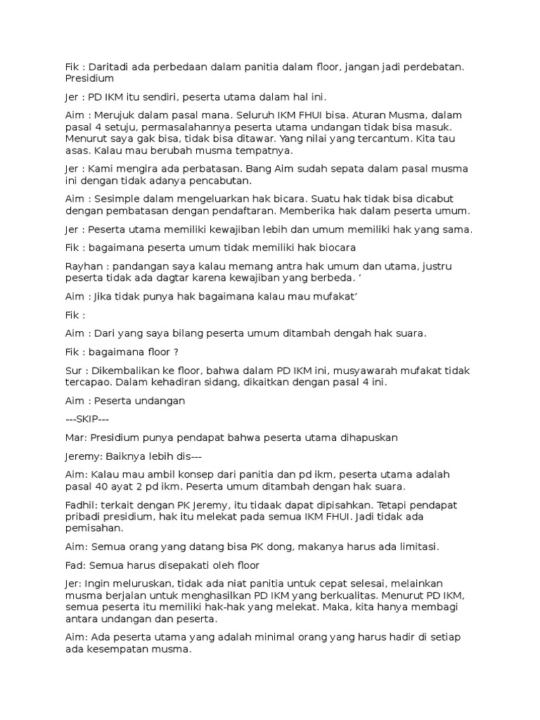 Notulensi Tata Tertib MUSMA | PDF