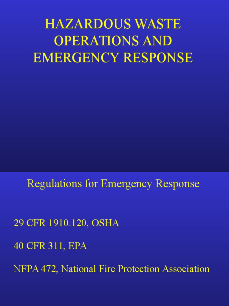Hazardous Waste Operations and Emergency Response | Download Free PDF ...