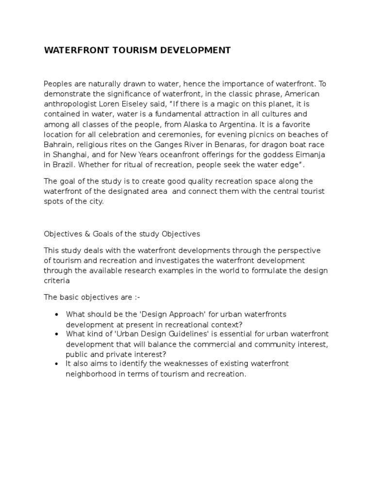 Waterfront Tourism Development Strategies | PDF