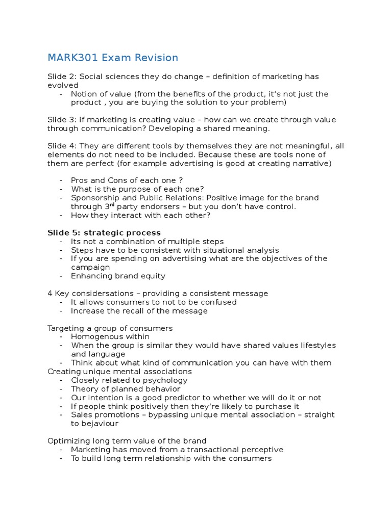 MARK301 Exam Revision | PDF | Brand | Advertising