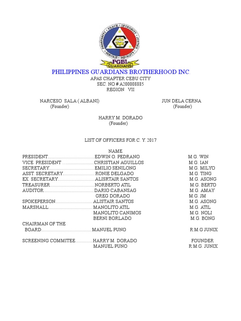 Philippines Guardians Brotherhood Inc | PDF