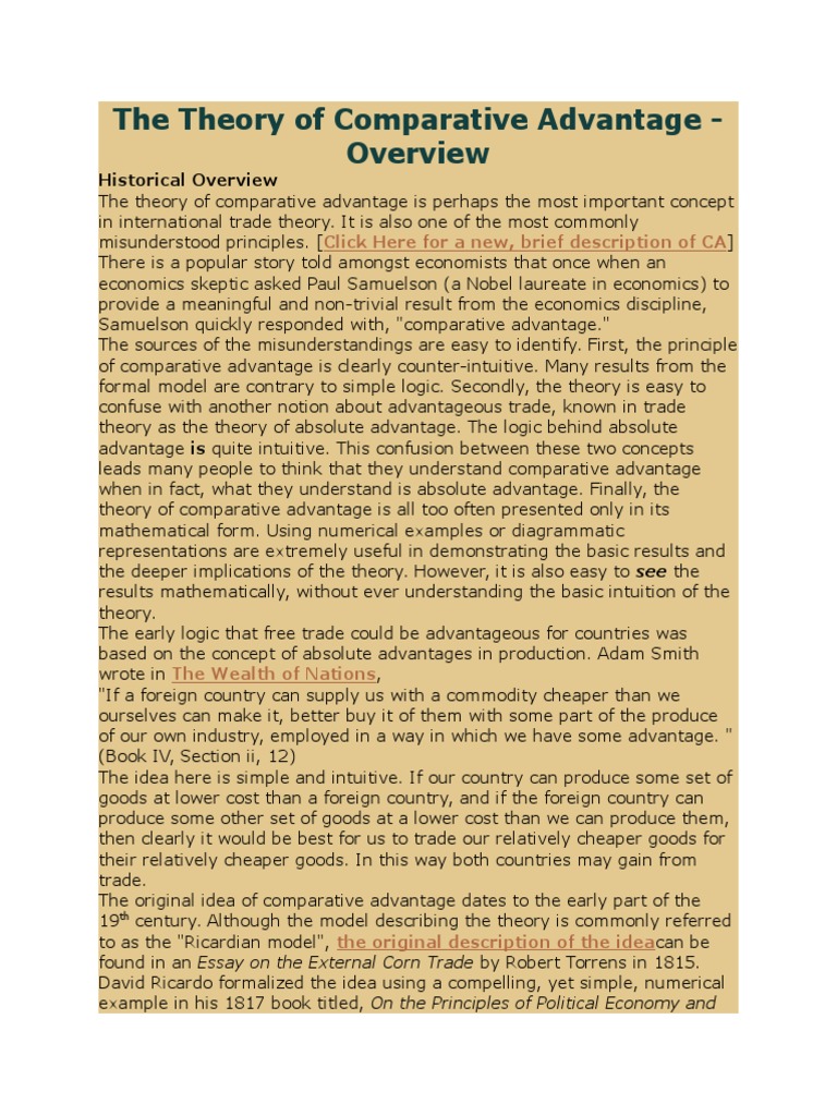 The Theory of Comparative Advantage | PDF | Comparative Advantage ...