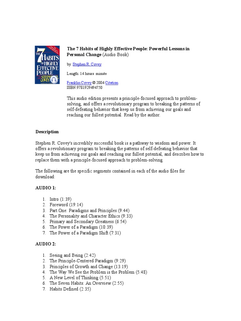 The 7 Habits of Highly Effective People-Powerful Lessons in Personal ...