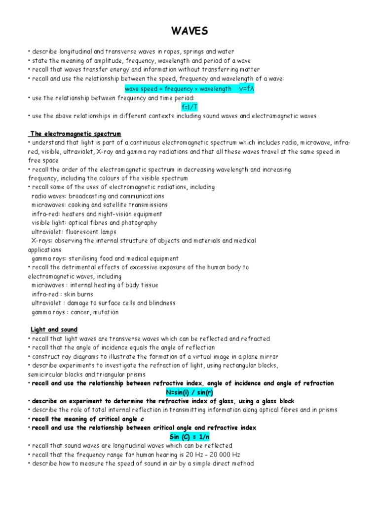 I Gcse Checklist | PDF | Electric Current | Electromagnetic Radiation