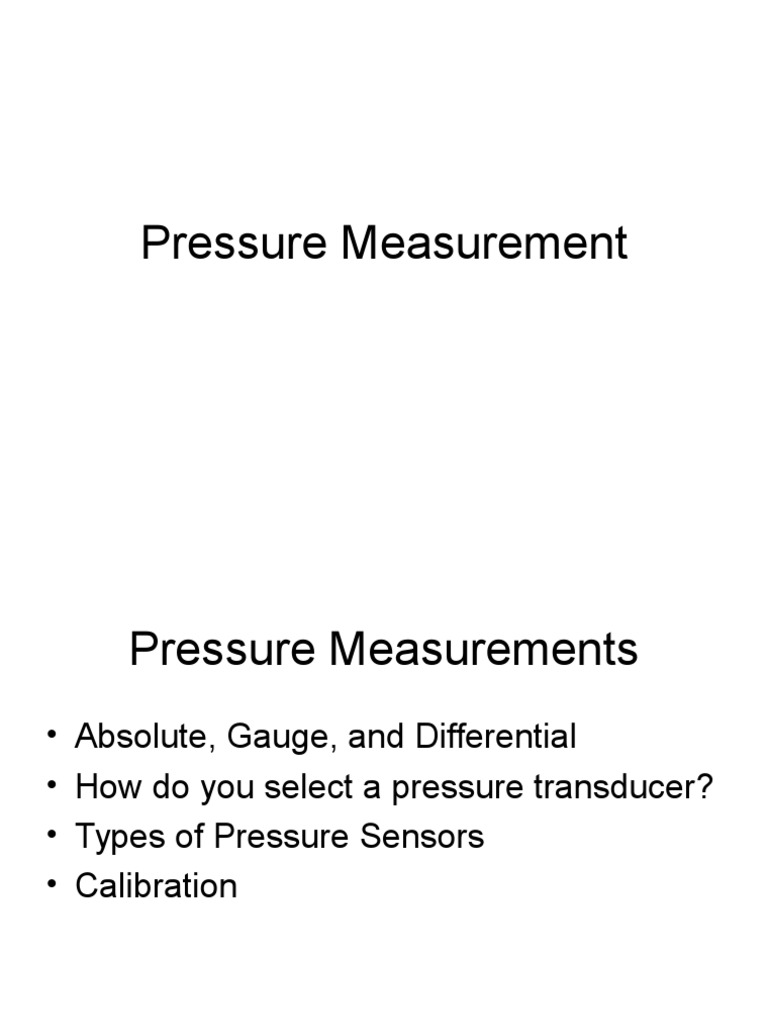 Pressure Measurement | PDF | Pressure Measurement | Sensor