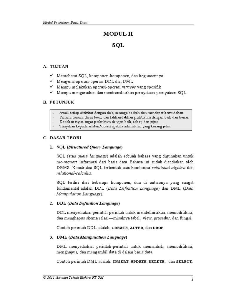 Modul Praktikum Basis Data 2 PDF | PDF
