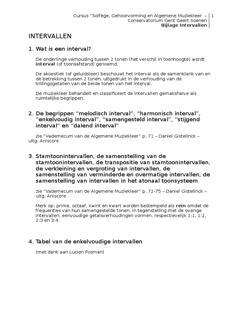 1 Bijlage Intervallen | PDF