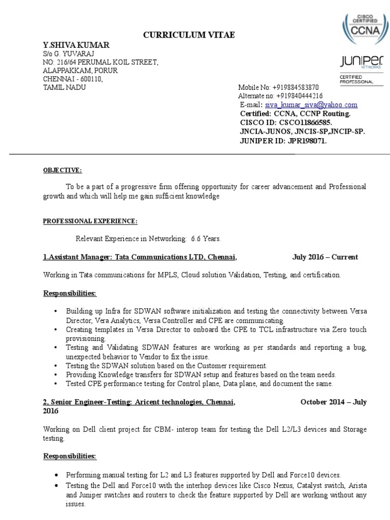 Shiva Resume | PDF | Virtual Private Network | Multiprotocol Label Switching