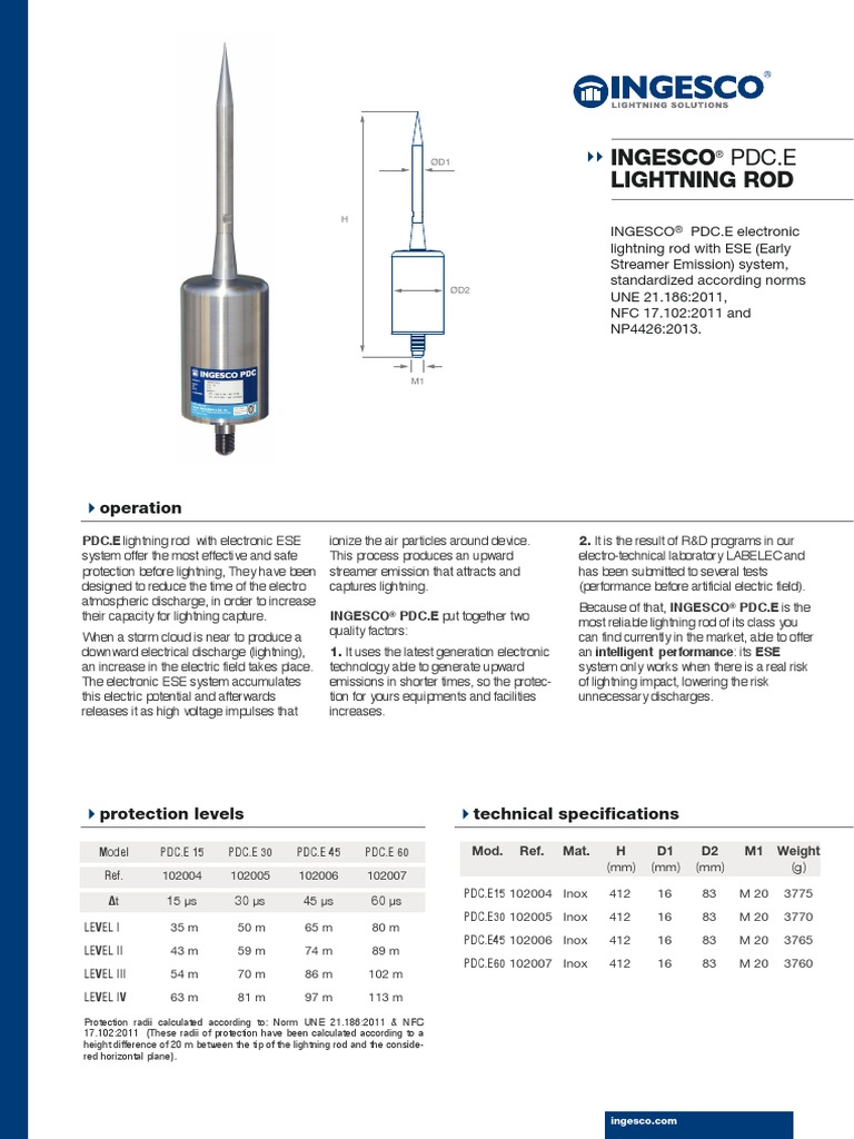 Ingesco Pdc.E Lightning Rod: Operation | PDF | Lightning | High Voltage