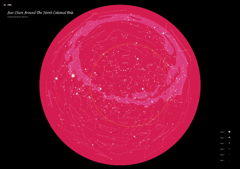 Star Chart Around The North Celestial Pole: Azimuthal Equidistant ...