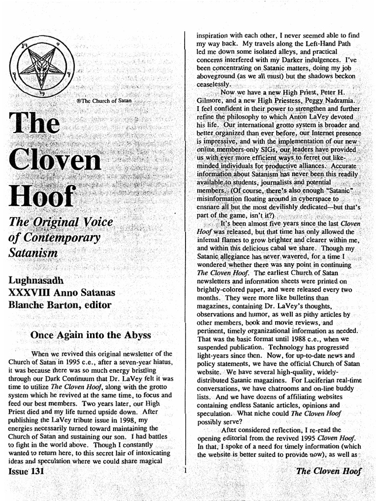 Church of Satan - The Cloven Hoof Issue 131 PDF | PDF