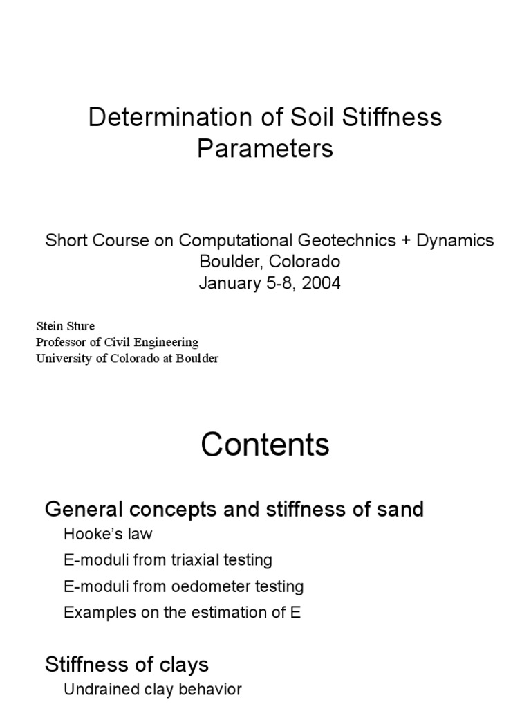 Determination of Soil Stiffness Parameters | PDF | Young's Modulus ...