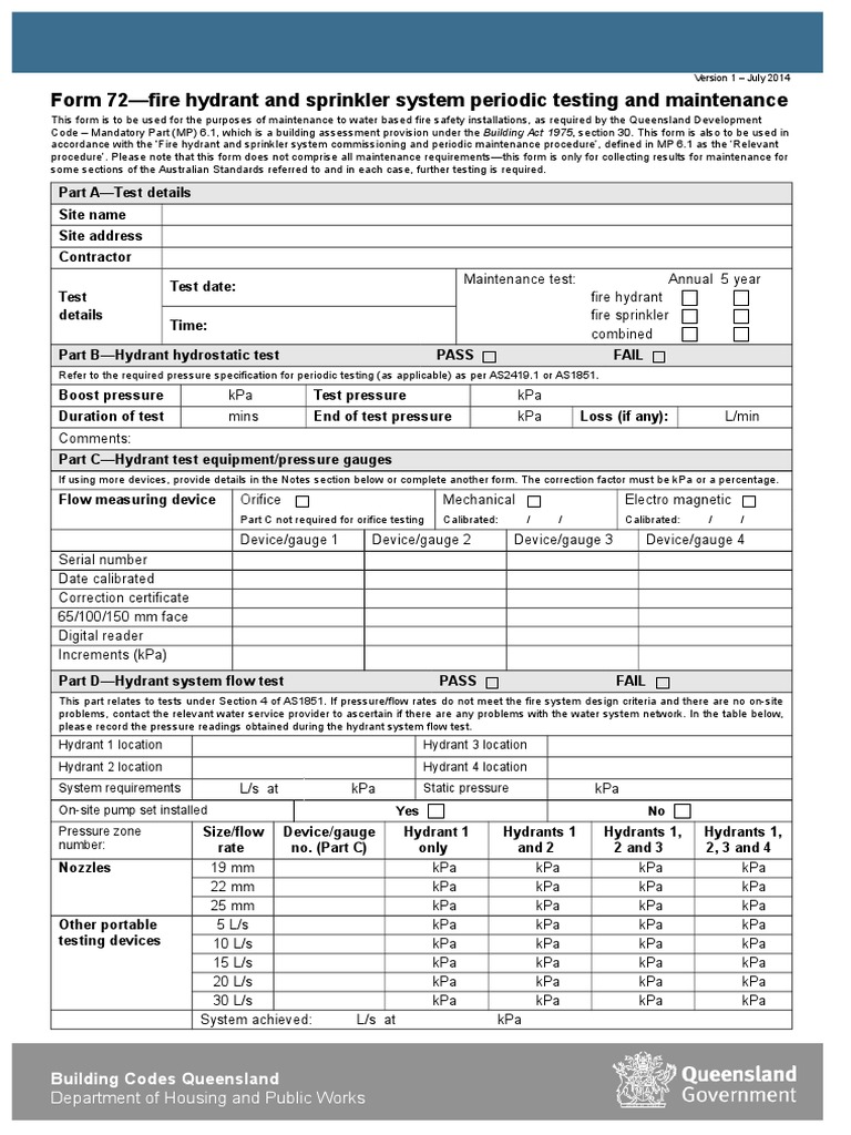 Form 72-Fire Hydrant and Sprinkler System Periodic Testing and ...
