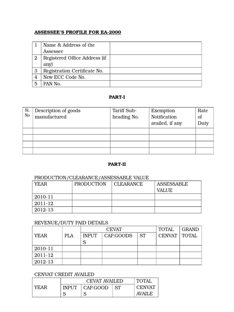Assessee Profile Format | PDF