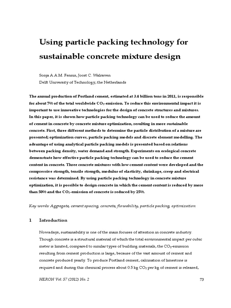 Using Particle Packing Technology For Sustainable Concrete Mixture ...