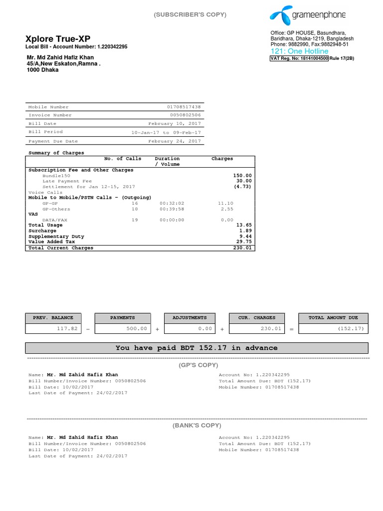 Local Bill PDF | PDF | Invoice | Fee