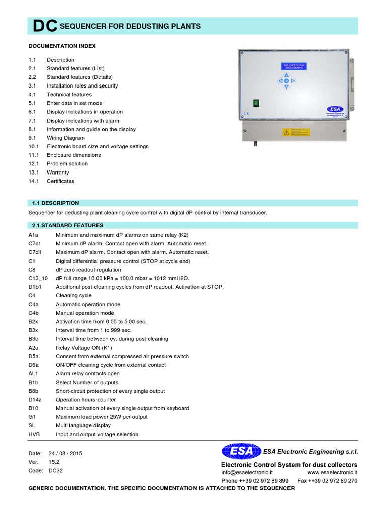 Deduster Enclosure Sequencer Guide | PDF | Relay | Power Supply