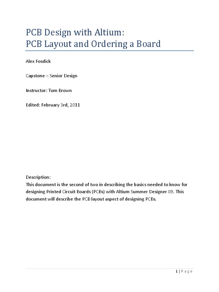 PCB Design With Altium: PCB Layout and Ordering A Board | PDF | Printed ...