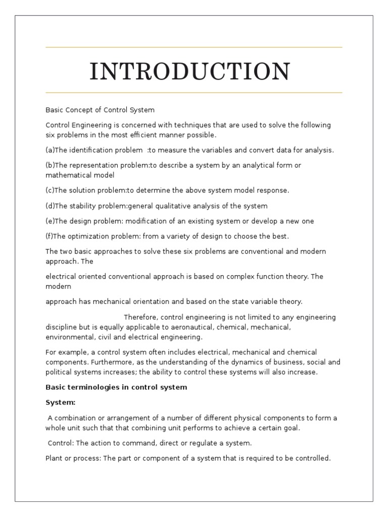 Basic Terminologies in Control System System | PDF | Control Theory | Control System