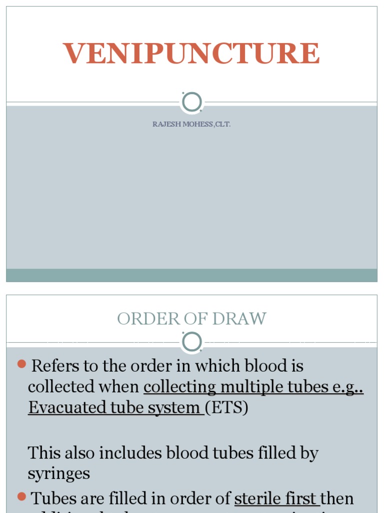 Order of Draw for Venipuncture | PDF | Coagulation | Blood Plasma