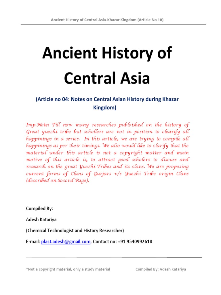 Ancient History of Central Asia-Khazar Kingdom | PDF | Religion And Belief