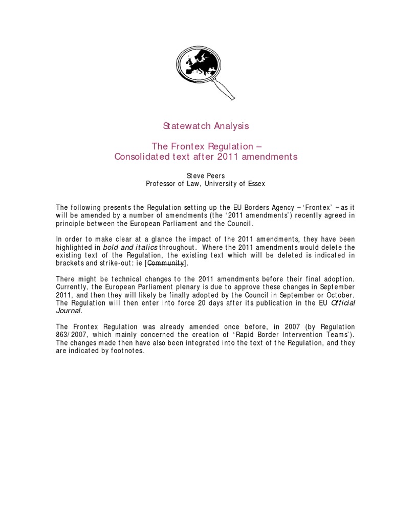 The Frontex Regulation | PDF | European Union | European Commission