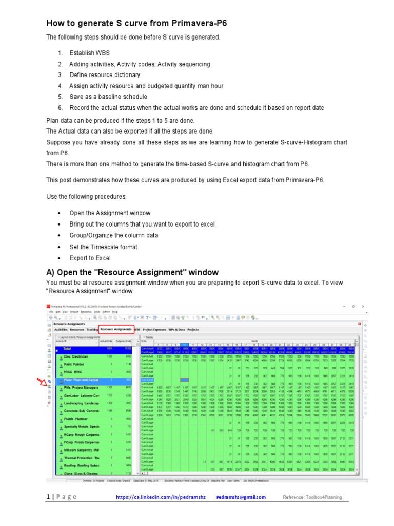 How to Generate s Curve From Primavera-p6 | Spreadsheet | Microsoft Excel