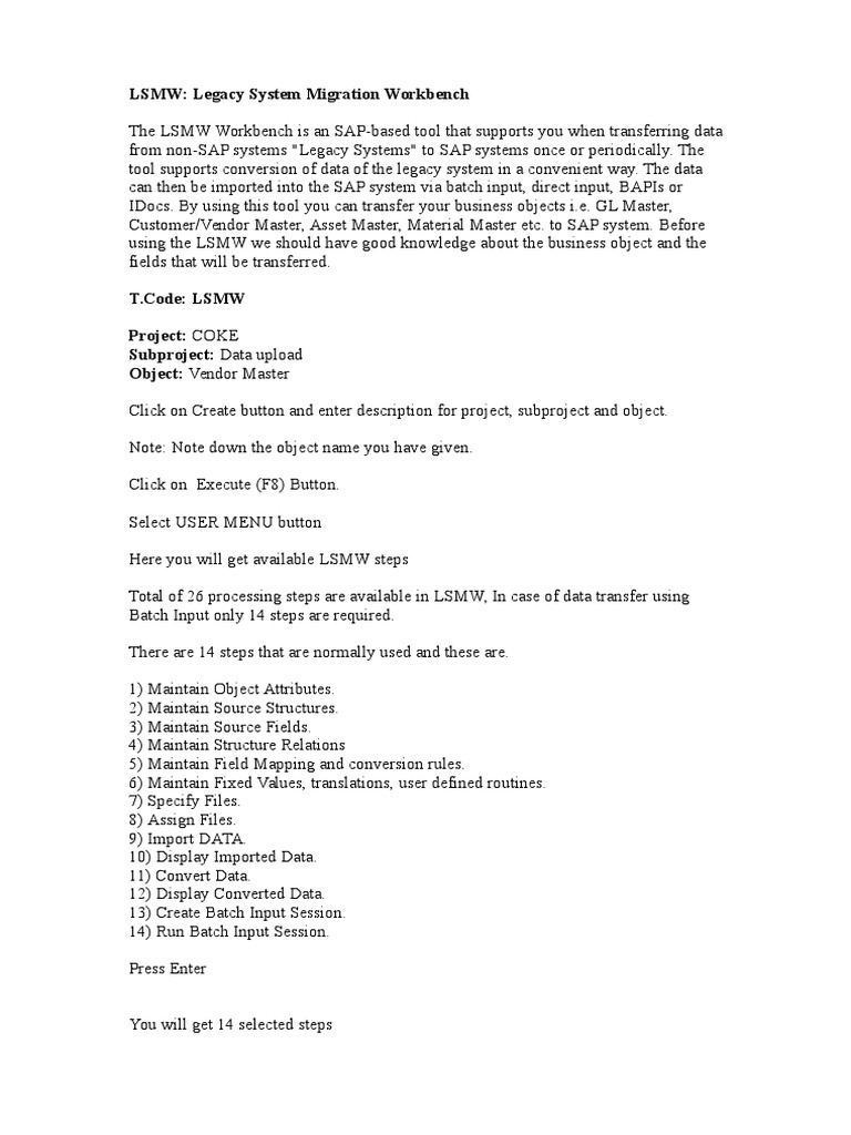 LSMW Step by Step | PDF | Software | Information Technology Management