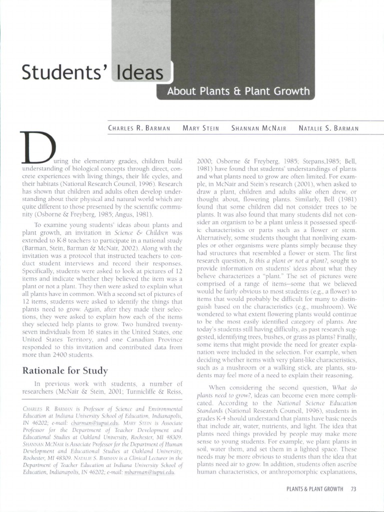 Students Ideas About Plant and Plant Growth | PDF | Plants | Trees