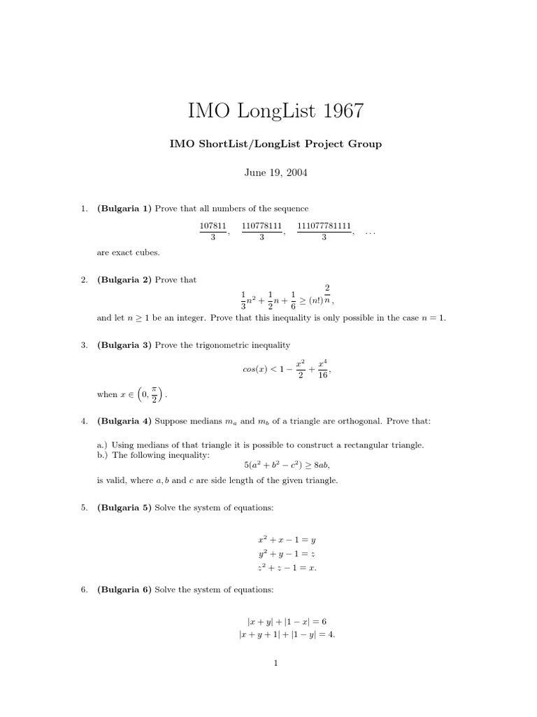 Imo Shortlist/Longlist Project Group | PDF | Triangle | Circle