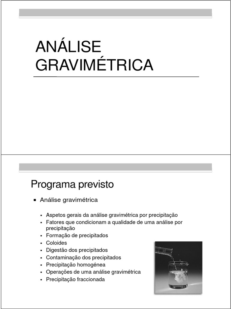 Análise Gravimétrica 3 | PDF | Solução | Solubilidade
