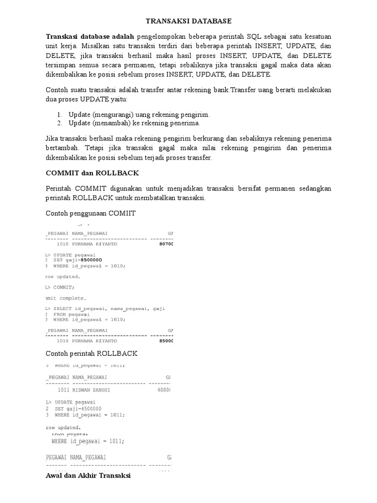 Transaksi Database | PDF