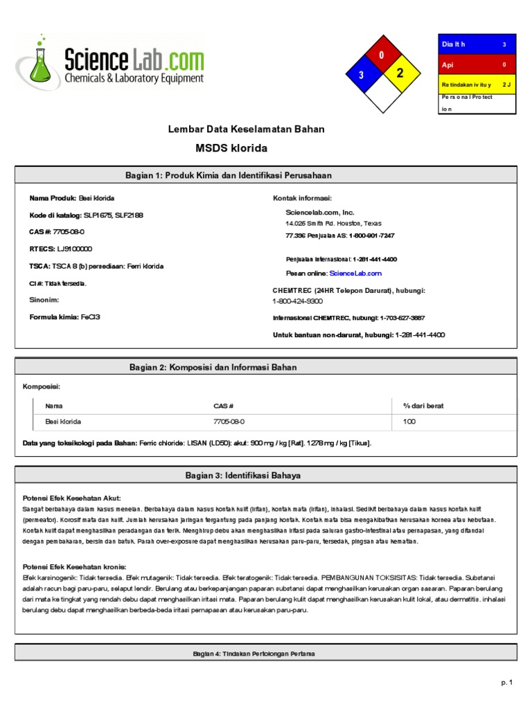 Msds FeCl3.en - Id | PDF