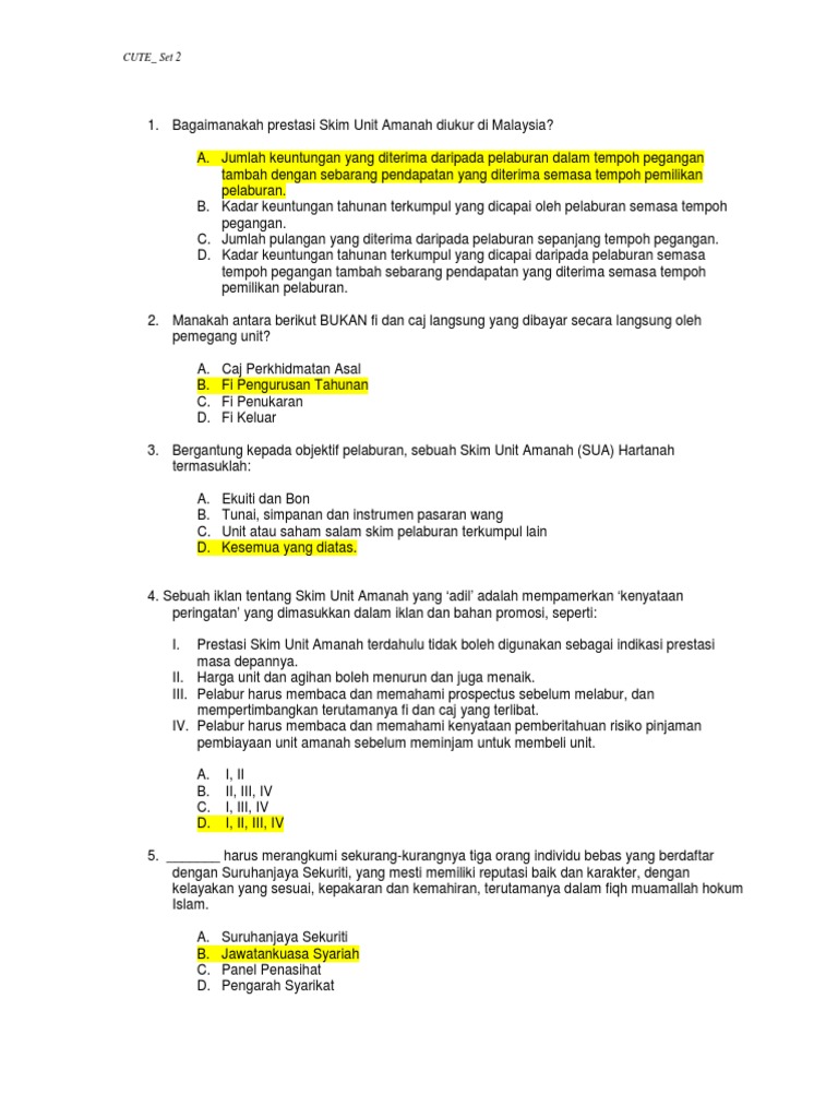 Cute Sample Questions (Set 2) | PDF
