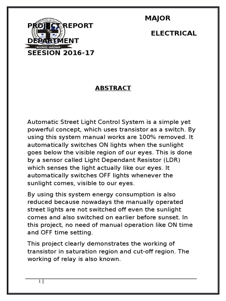 Autometic Street Light Controller | PDF | Electrical Resistance And ...