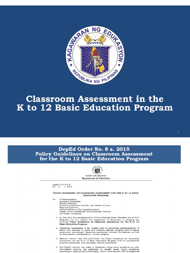 Assessment in The Kto12 Basic Education Program PDF | PDF