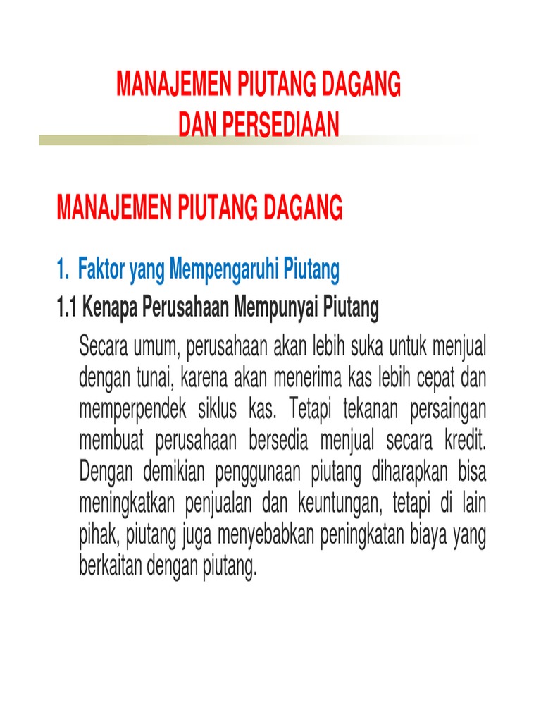 Manajemen Piutang Dan Persediaan | PDF