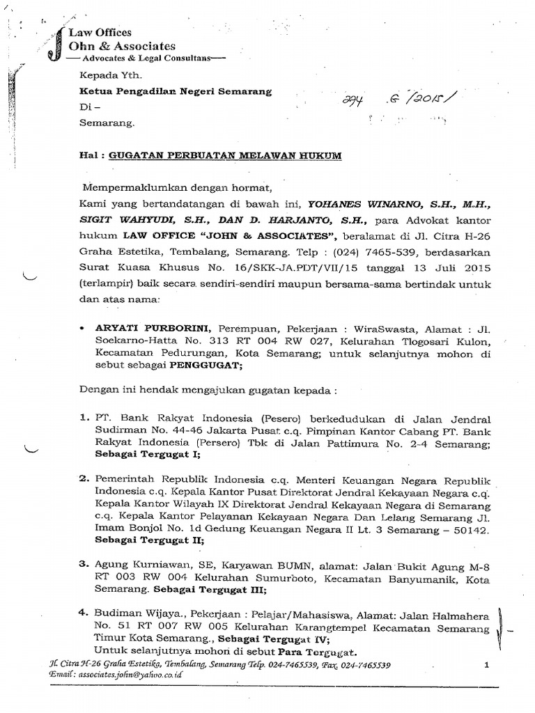 Contoh Gugatan. | PDF