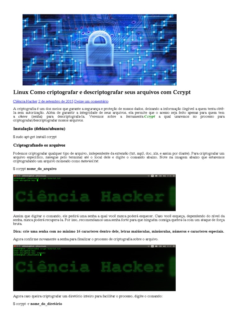 Linux Como Criptografar e Descriptografar Seus Arquivos Com Ccrypt | PDF
