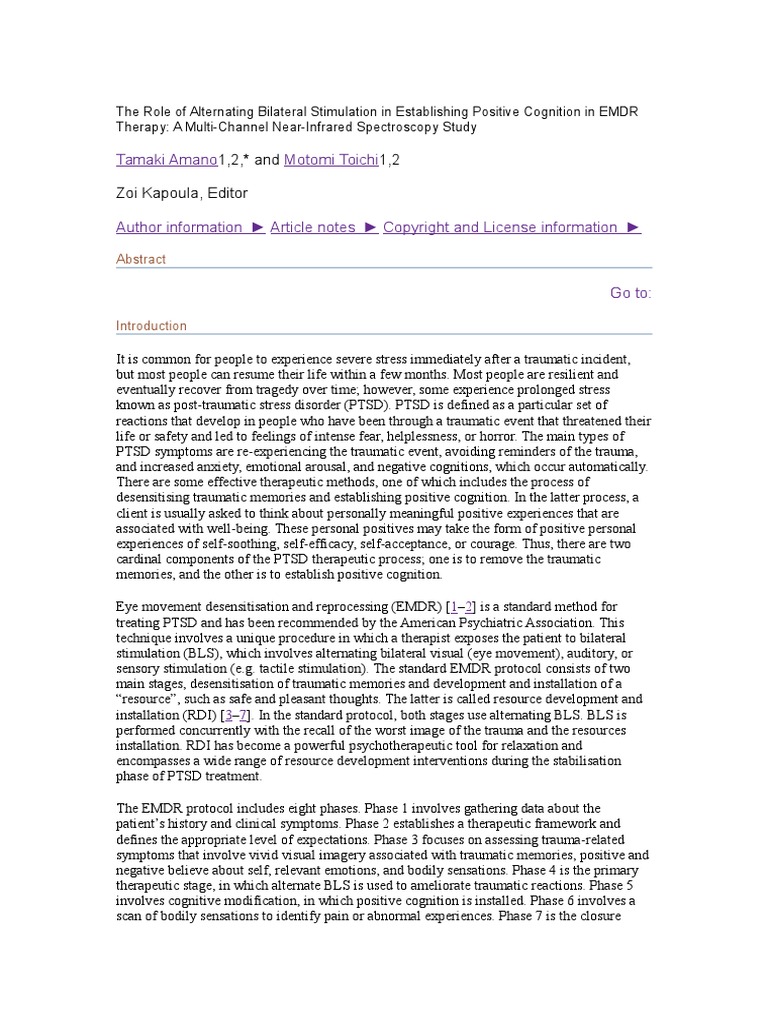 The Role of Alternating Bilateral Stimulation | PDF | Eye Movement ...