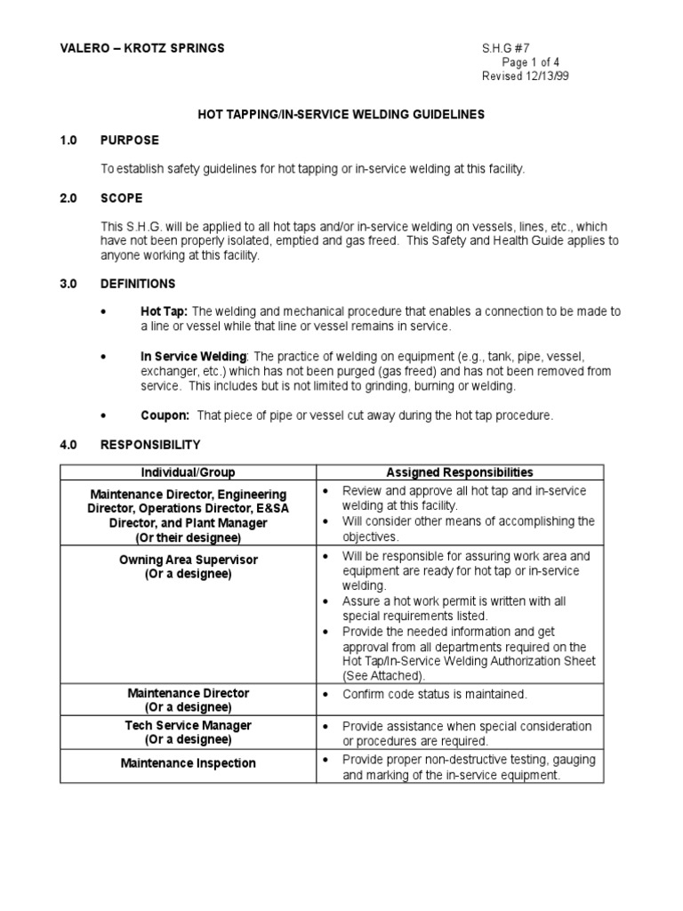 Hot Tap Proc | PDF | Welding | Construction