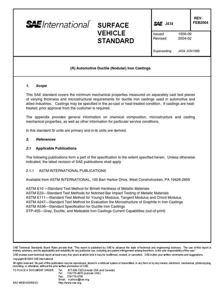 Surface Vehicle Standard: Rev. FEB2004 J434 | PDF | Heat Treating ...