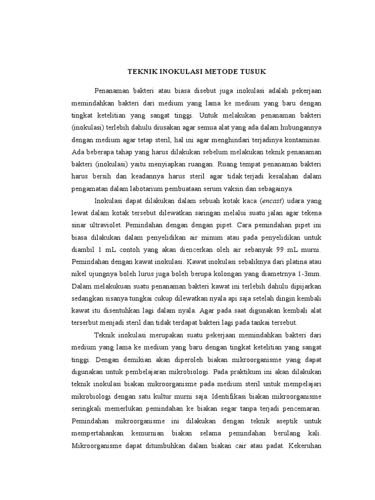 Teknik Inokulasi Metode Tusuk | PDF
