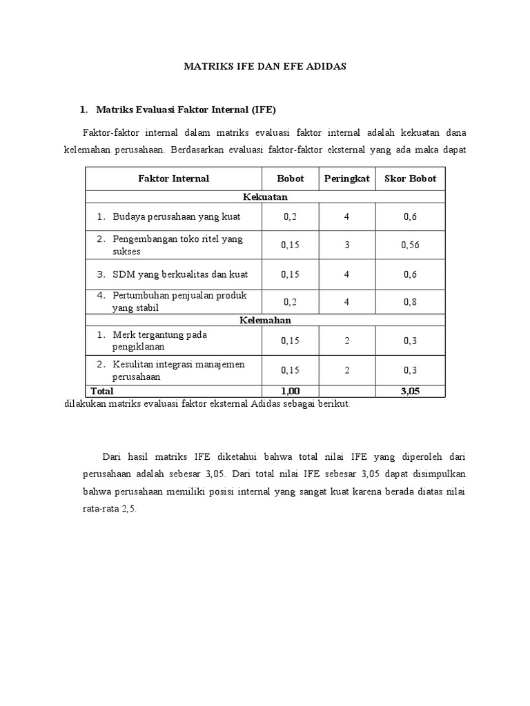 Matriks IE EF Adidas | PDF