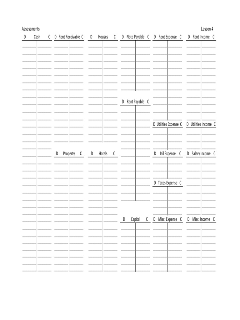 Monopoly Worksheets and Rubric Web | PDF | Debits And Credits ...