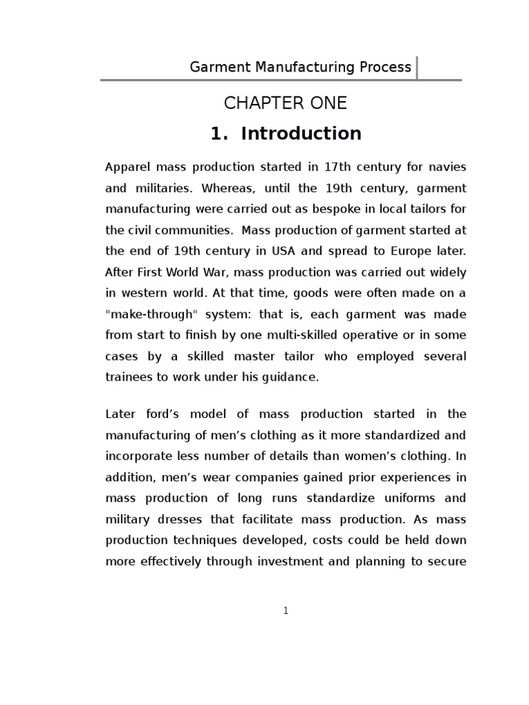 Garment Manufacturing Process | PDF | Operations Management | Mass ...